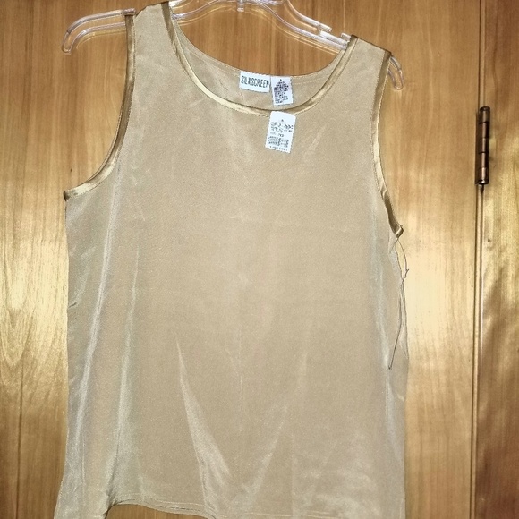 silk screen | Tops | Silk Screen Gold Silk Tank Vintage | Poshmark